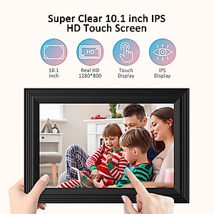 Mvgges Digital Picture Frame 10.1 Inch WiFi Digital Photo Frame, 16GB Storage, Auto-Rotate, IPS Touch Screen, Wall-mountable, Share Photos and Videos Instantly via Free App from Anywhere