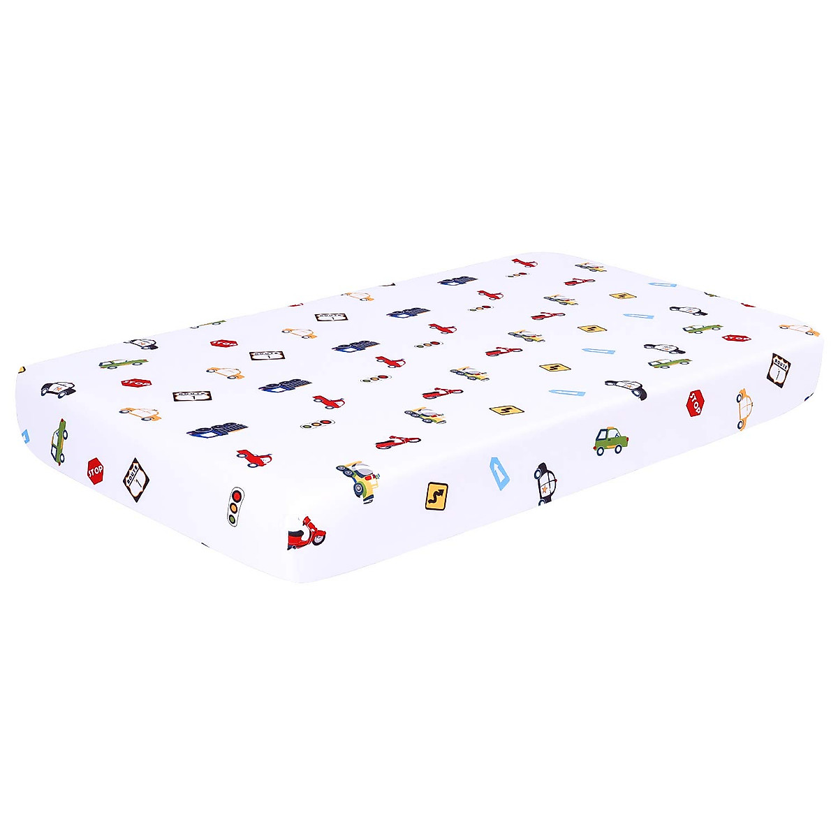 DiamondHome Ultra Soft Baby Crib Fitted Sheet, Printed Toddler Sheets for Boys, Girls, Breathable Hypoallergenic Comfy, 28" X 52" + 9" (Rules of The Road)