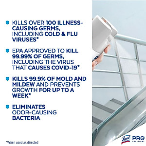 Lysol Disinfectant Spray, Household Essential Cleaning Supplies, Multi-Purpose Room Spray, Antibacterial Sanitizer Spray, Upholstery Deodorizer, Home and Bathroom, Crisp Linen,19 Fl Oz