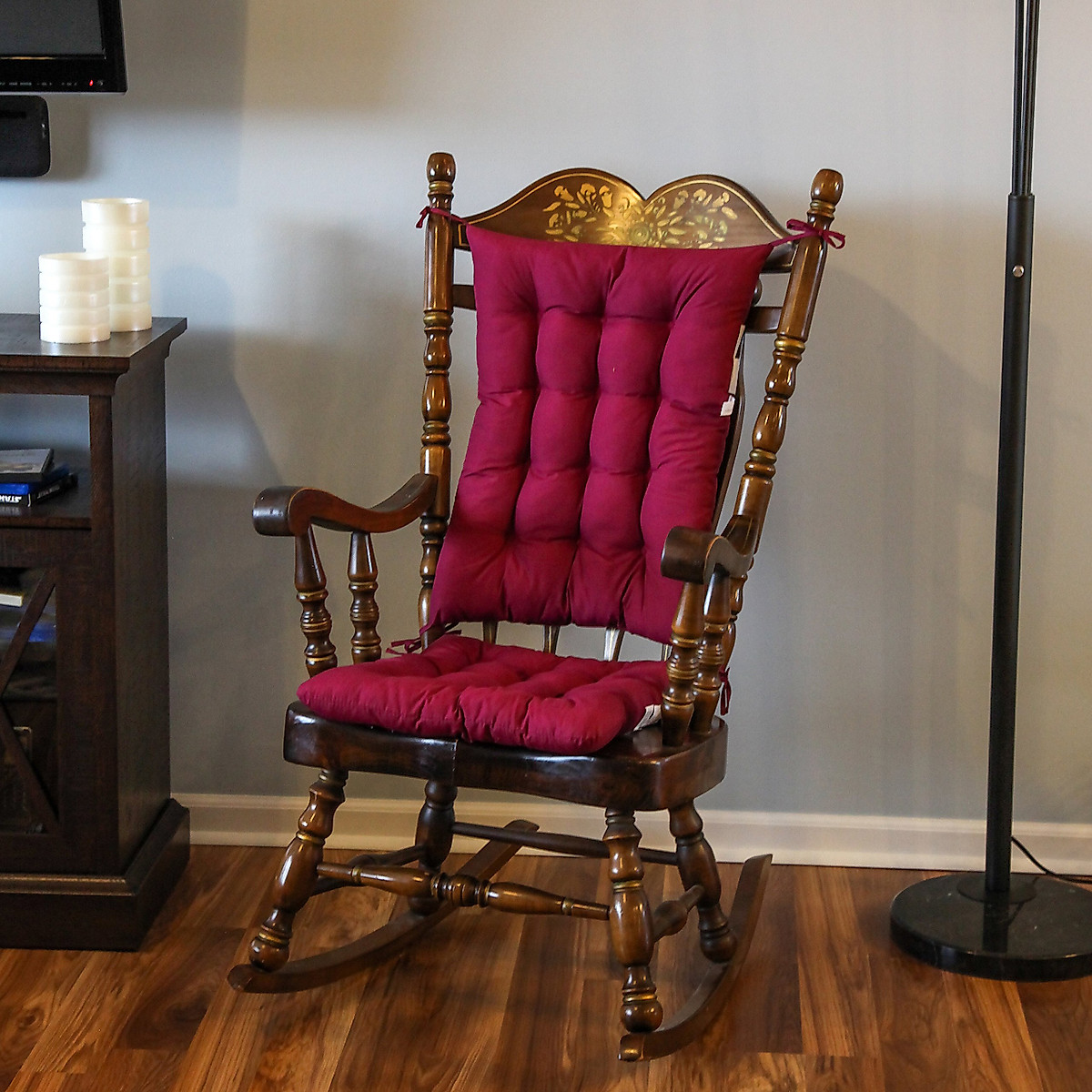 TRENTON Gifts 2-Piece Padded Rocking Chair Cushion Set - Comfortable Burgundy Seat and Back Pad Fits Most Rocking Chairs - Premium Quality Fabric