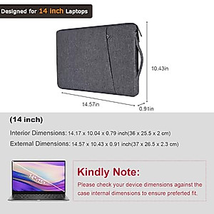 14 inch Laptop Sleeve Case, Padded Protective Travel Carry Bag for HP 14 Laptop, HP Pavilion 14, Dell Inspiron 14, Lenovo ideapad 14, ASUS VivoBook 14 Computer Cover -Space Grey