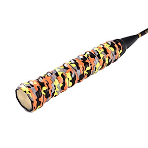 Tennis Badminton Racket Grip, Super Absorbent PU Anti Slip Racket Tennis Overgrips Soft Replacement Grip Tapes, 5 Pcs/ 8 Pcs (8 Pack, Camo Blue+Orange+Green+Pink)