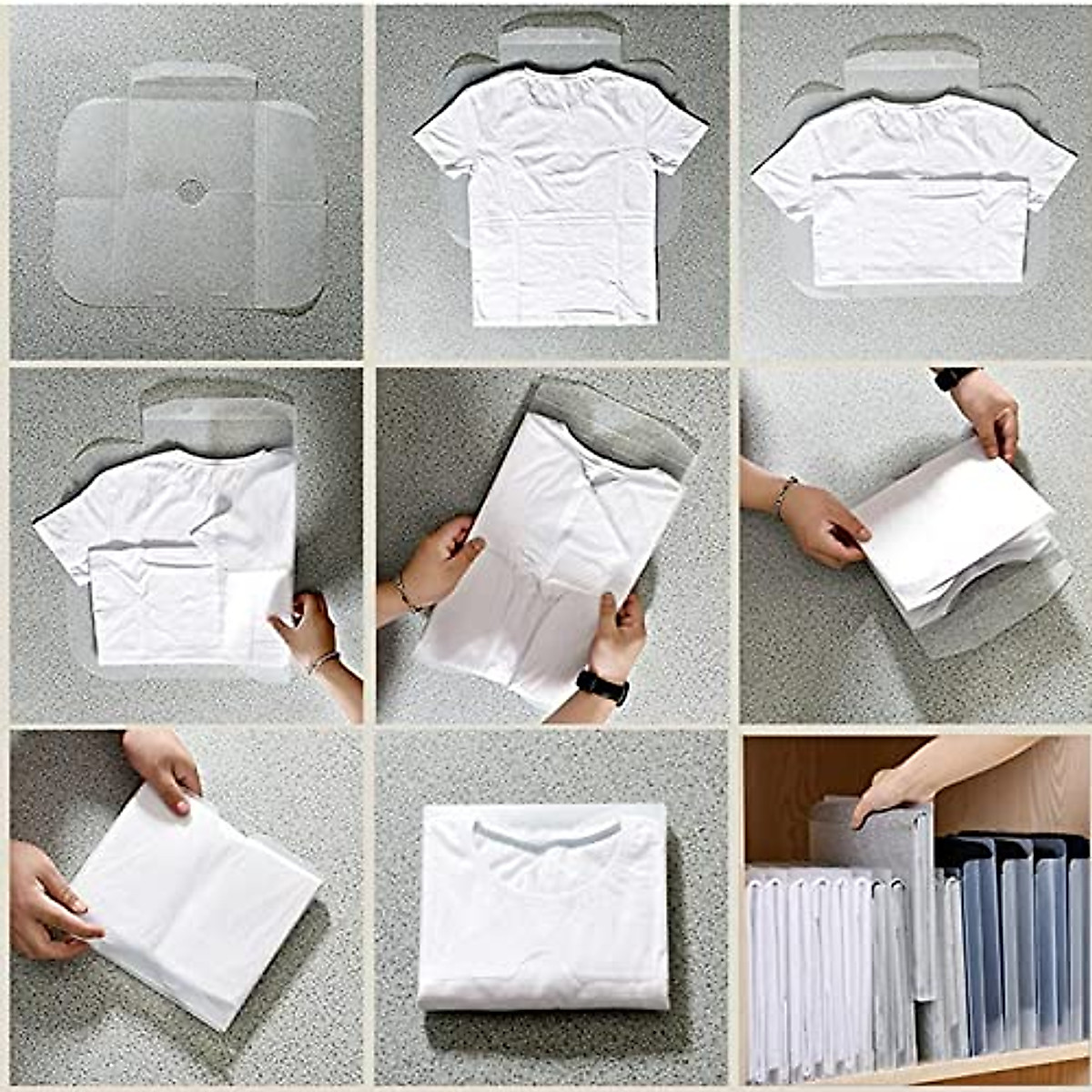 WPYYI 5 pcs Fast Folding Board Convenient Stacking Board Adult Clothes Shirt Folding Board Lazy Stacking Clothes Tool Household (Color : Clear, Size : Small)