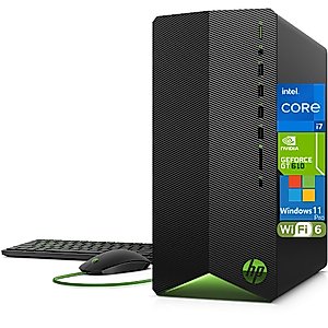 HP Pavilion Gaming Desktop Computer, Intel Octa-Core i7-11700F up to 4.9GHz, 4GB DDR4 RAM, 256GB PCIe SSD, GeForce GT 610 2GB, WiFi 6, Bluetooth, Type-C, RJ-45, HDMI, VGA, Windows 11 Pro, WE/PGPY
