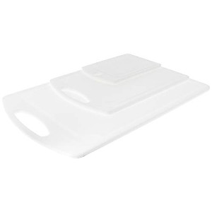 Neoflam White Cutting Board Set - 3 Piece - Kitchen Foundations, Plastic, Basic, Dishwasher Safe, BPA-Free, Drip Juice Groove, Handle