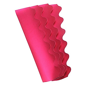 PATIKIL 3" x 13" Bulletin Board Border, 30 Pack Scalloped Trim Strips Wall Decor for Locker Classroom Cork Poster Black Board White Chalkboard, Shine Rose Red