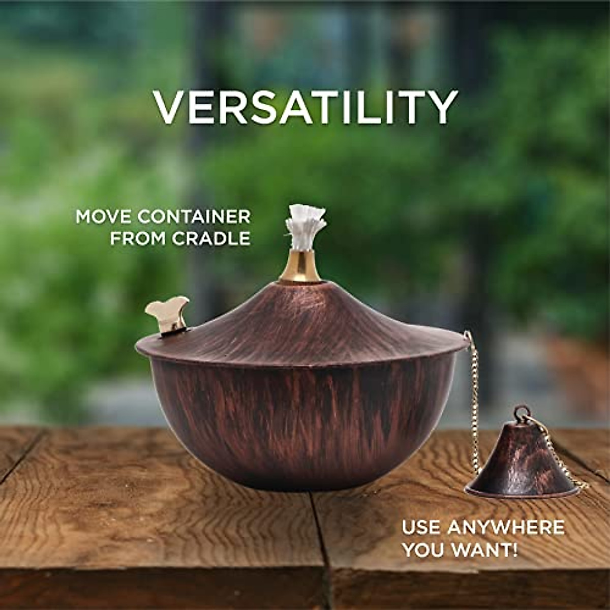 Legends Direct Maui Premium Metal Landscape Lantern Torches, 54" Tall- Tiki Style/w Snuffer, Fiberglass Wick & Large 32oz Oil Lamp for Outdoor, Patio, Garden, Lawn use and More (Brushed Bronze)