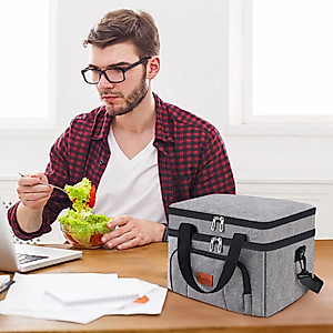 Yerdos Lunch Bag Women Insulated Lunch Box for Men, Light Durable Tote Bag with Adjustable Shoulder Strap for Office Work Picnic Hiking Beach Fishing-(Dark Grey)