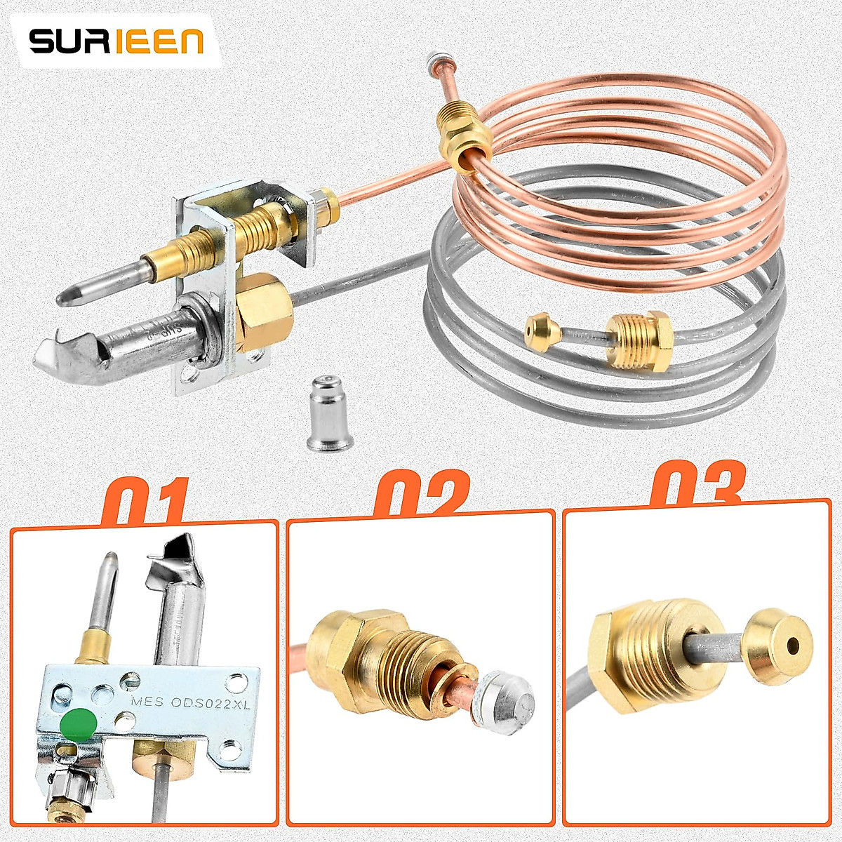 SURIEEN Natural Gas and LP Pilot Burner Assembly, Replacement for Model HPC-102-36 (102 Pilot Burner Assembly NG with LP), Compatible with Rebertshaw 36" Leads for Natural Gas and LP (102)