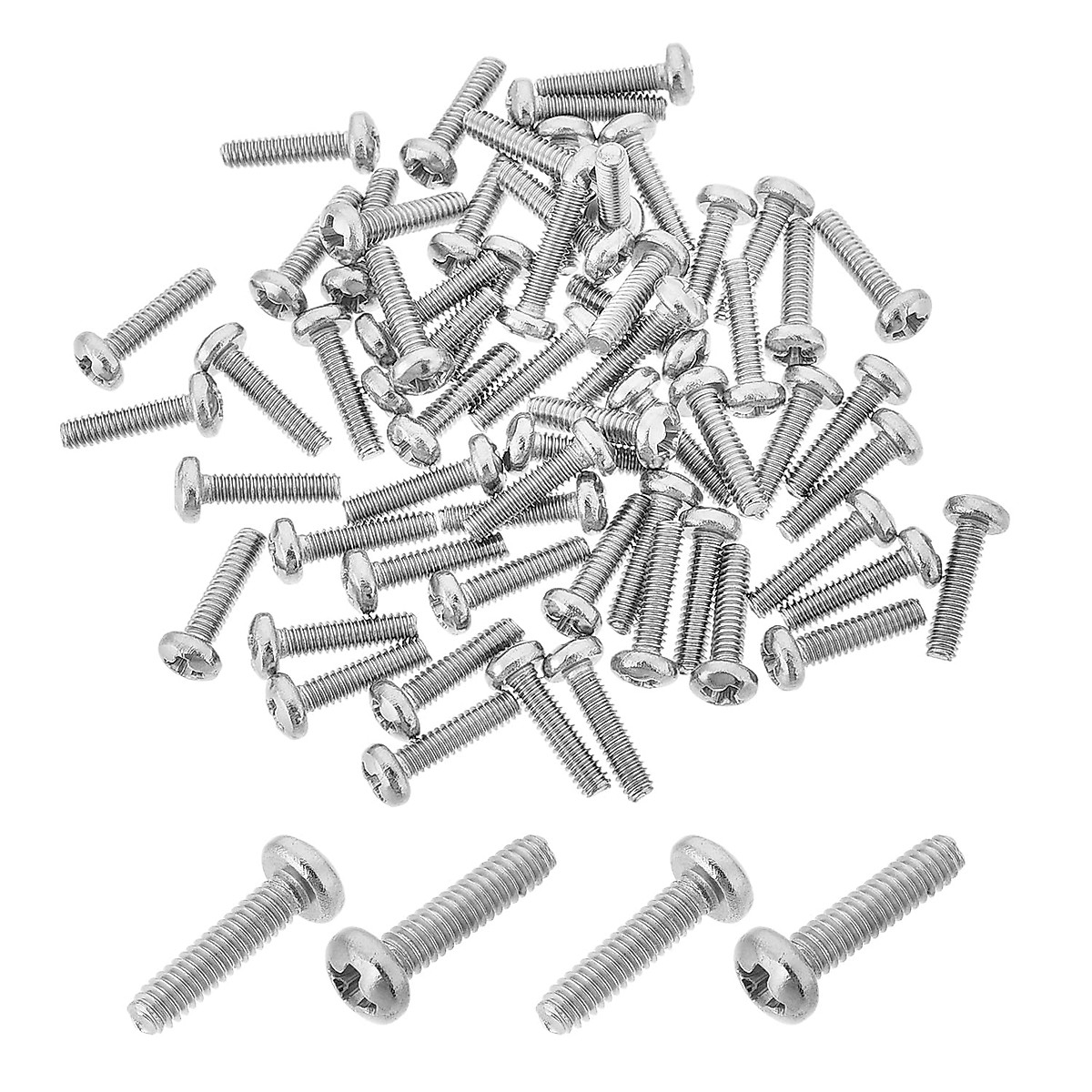 MroMax 60Pcs M2 x 8mm Pan Head Phillips Machine Screws, 304 Stainless Steel 18-8, Fully Thread, Metric Silver Gray Cross Head Screws Bolts for Computers, Camera and Other Small Electronic Devices