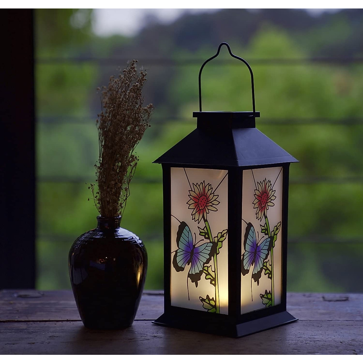 Solar Lanterns Outdoor Hanging Solar Lights Decorative for Garden Patio Porch and Tabletop Decorations. (Butterfly)