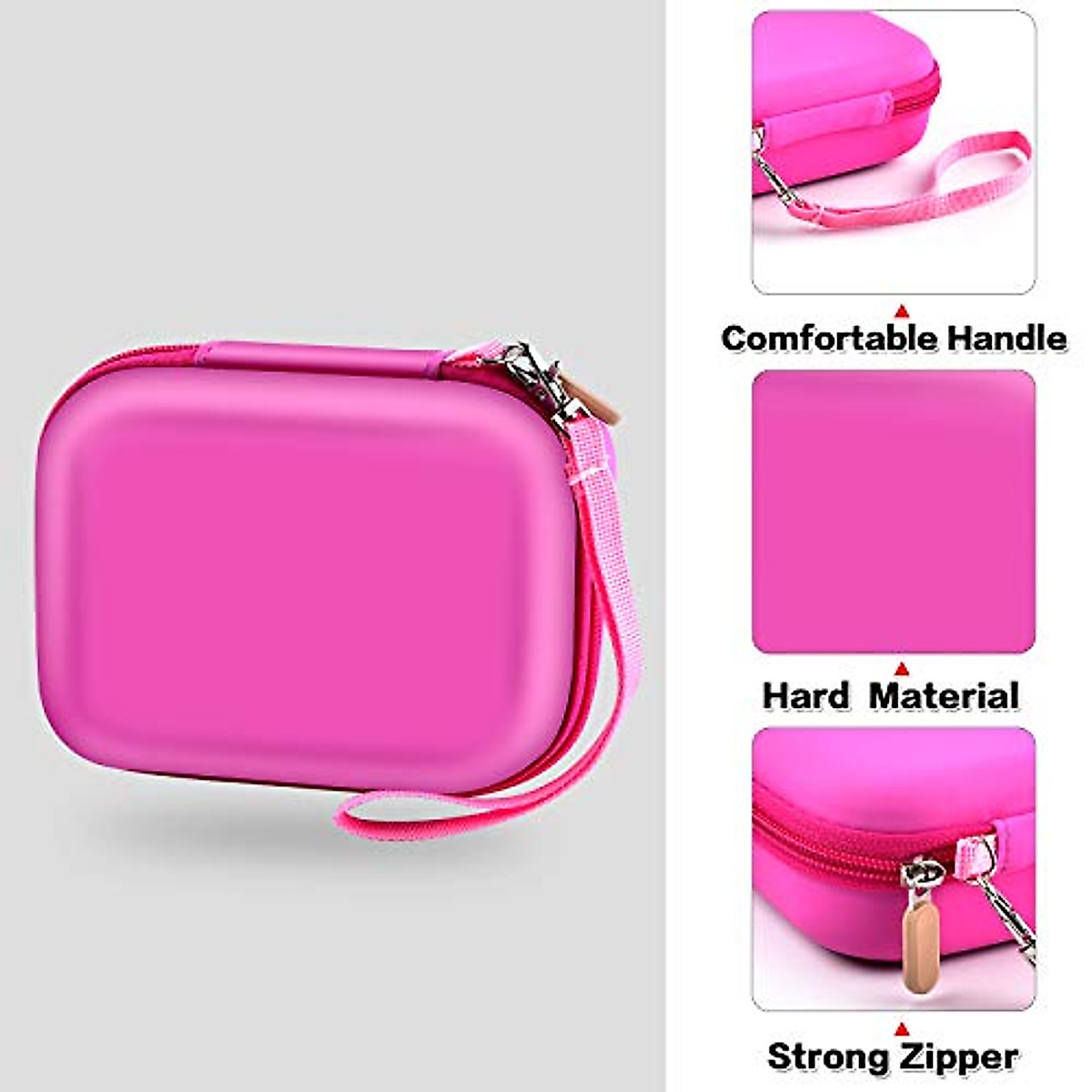 Kids Camera Case for VTech KidiZoom Creator Cam HD Video Camera/ for KODAK Printomatic Digital Instant Print Cameras Toys, Carrying Storage Organizer Bag Also Holds Tripod Accessories(Box Only)-Pink