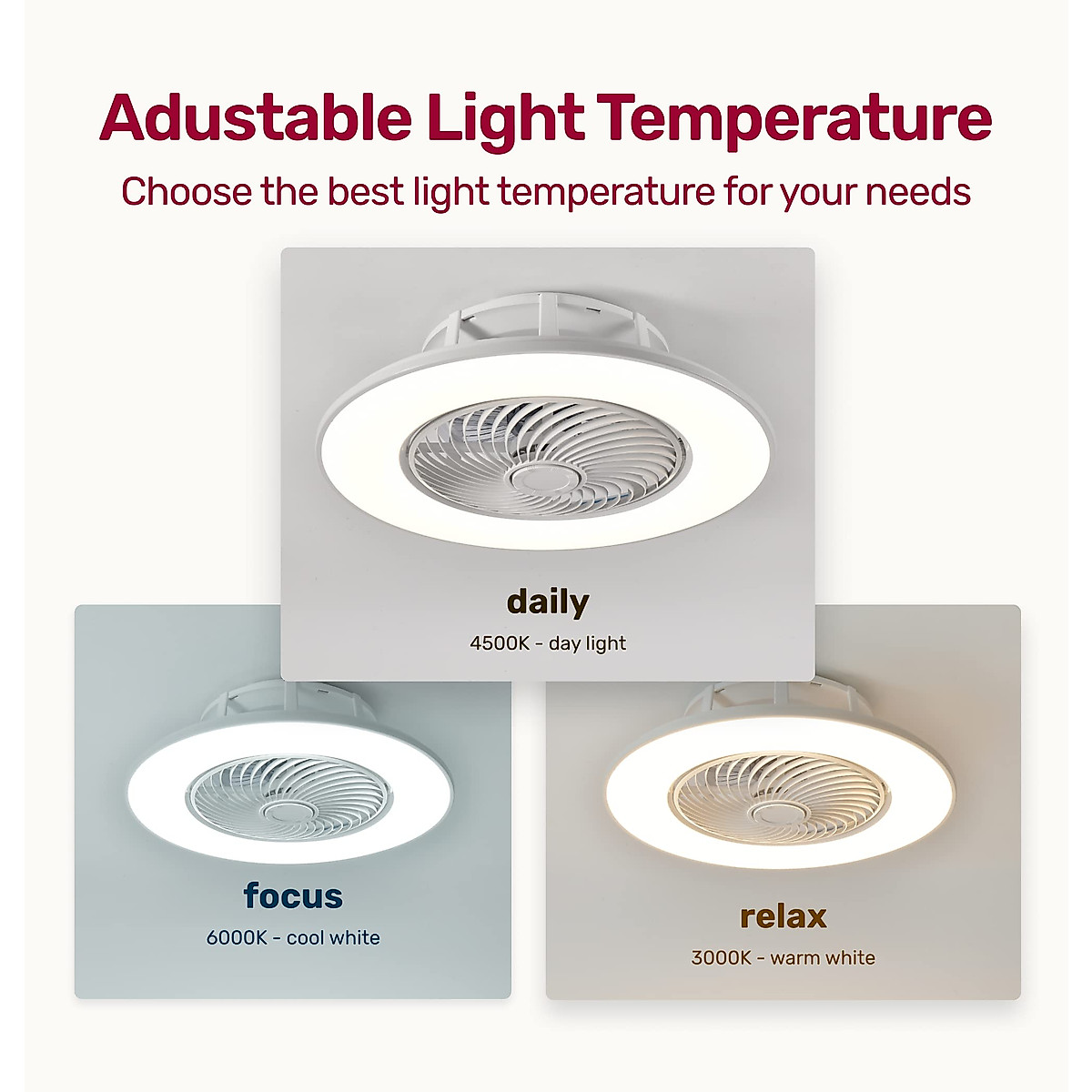 YANASO Hue Ceiling Fan - Bladeless Ceiling Fan with Lights with Alexa/Google Assistant/App Control Color Changing LED-RGB Back Ambient Light for Living Room Bedroom Kitchen,Low Profile(Black)