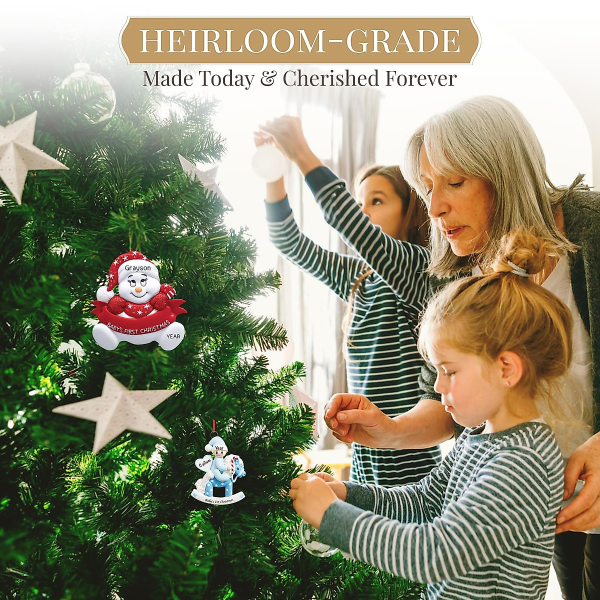 Personalized Baby Ornament 2024 – Fast & Free 24h Customization – Baby First Christmas Ornament for Tree – Custom Gift Wrapped Red Baby 1st Christmas Stocking Keepsake for Newborns