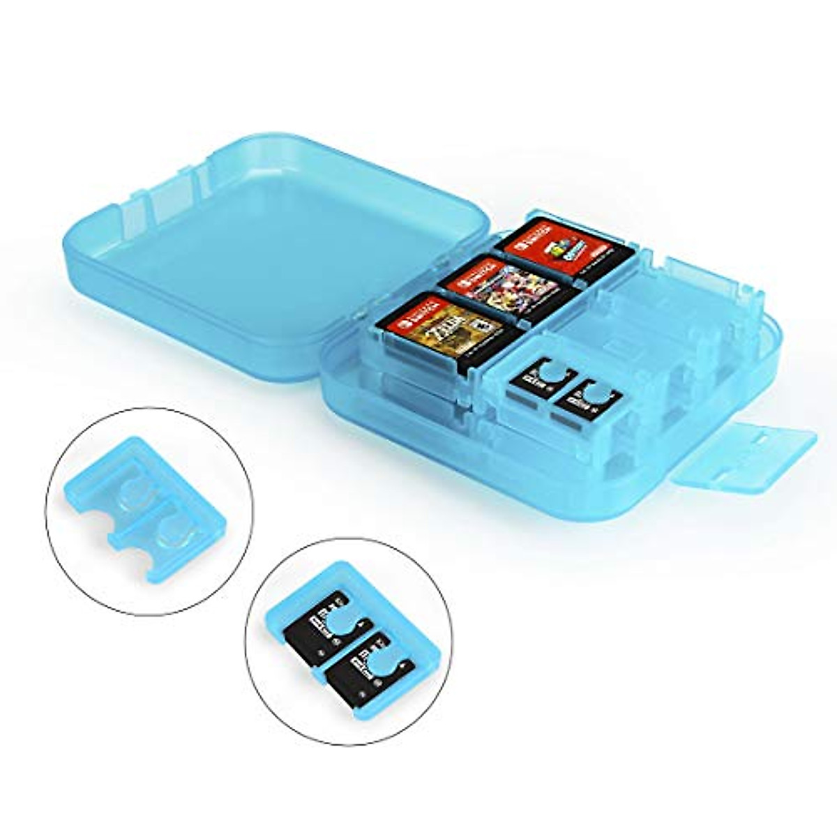 Amazon Basics Game Storage Case for 24 Nintendo Switch Games - 3.4 x 3.4 x 1 Inches, Blue