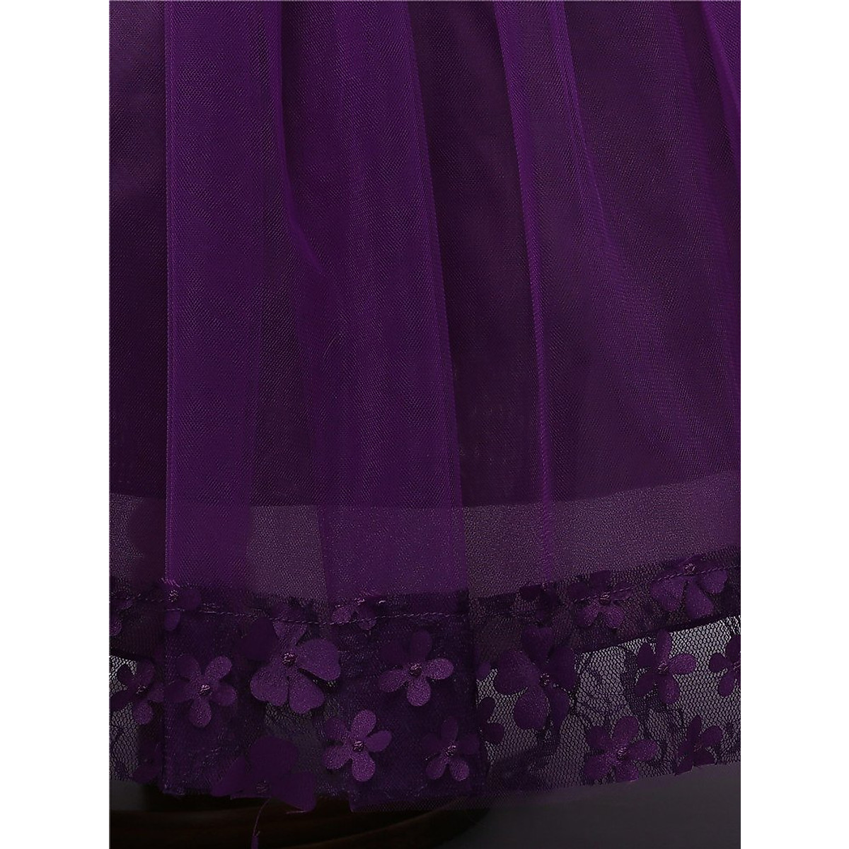 Pageant Dresses for Girls 7-16 Special Occasion Tops Sleeveless Knee Length Little Girl Dresses Size 5 6 for Wedding Party Princess Pageant Elegant Lace Tutu Tulle Ball Gown (Dark Purple, 8)