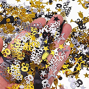50th Birthday Confetti 50 Number Confetti 50th Party Confetti Metallic Foil 50 Table Scatter Confetti Decoration for 50 Birthday Party DIY Arts Crafting Supplies, Gold Black and Silver (3000 Pieces)