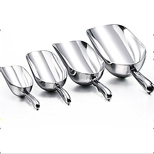 Ice Cube Scoop Cast Aluminum Shovel Scoops Kitchen Utility Scoops Set Contoured Handle, Ice Scooper for Ice Maker Freezer Coffee Bean Food Candy Flour Popcorn Rust Free 12 oz