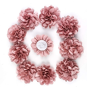 Worlds Dusty Pink Chiffon Ruffled Fabric Flower for DIY Handmade Decorative, Hair Clip,Scrapbooking and More Decoration 10PC (2-3/8" Inch)