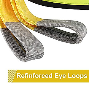 NovelBee 3" x 20' Heavy Duty Recovery Tow Strap,Emergency Off Road Towing Rope with Green Fluorescent Protective Sleeve