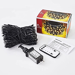 104ft 300 LED Halloween Outdoor String Lights with Remote, Waterproof Warm Yellow Plug in Fairy Light, 8 Modes Timer Twinkle Lighting for Bedroom Indoor Holiday Wedding Party Decoration