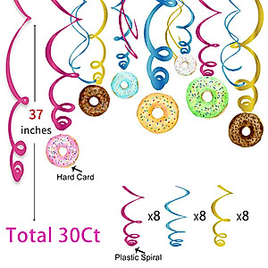 30Ct Donuts Party Supplies Hanging Swirl Decorations for Girls,Boys,Kids, Home,Classroom,Baby Shower,Birthday