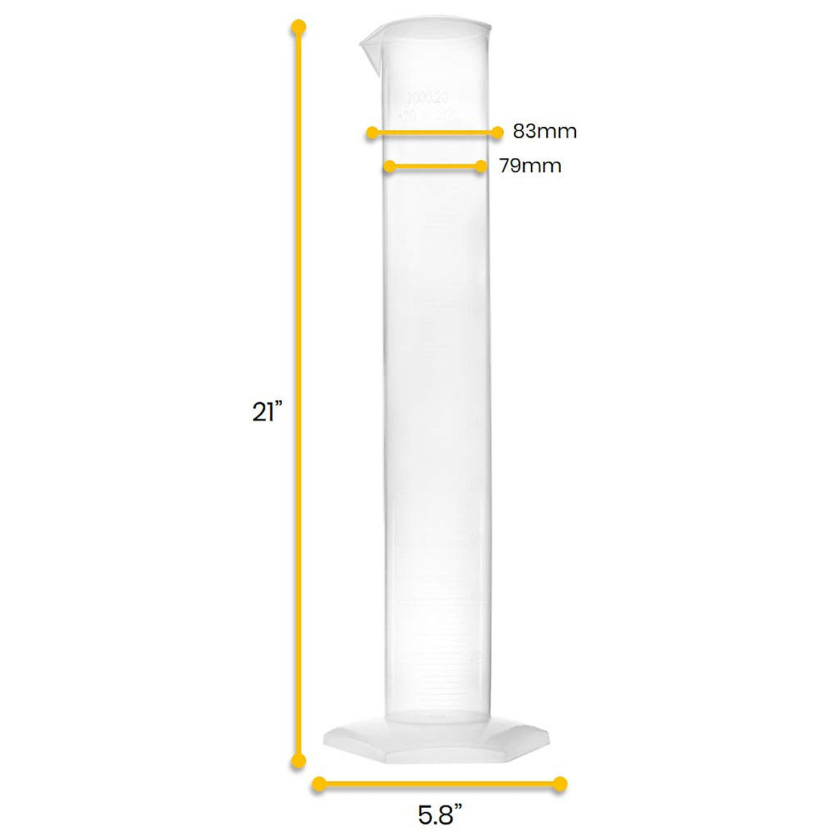 Polypropylene Graduated Cylinder, circular Base, 2000ml