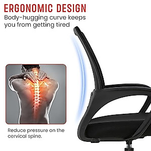 Office Chair Computer Desk Chair Gaming Ergonomic Mid Back Cushion Lumbar Support with Wheels Comfortable Mesh Racing Seat Adjustable Swivel Rolling Home Executive