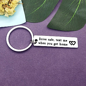 Couple Keychain New Driver Gift Keychain Drive Safe Text Me When You Get Home Keyring 16th Birthday Gift Sweet 16 Gift Graduation Gift for Daughter Son Christmas Jewerly for Trucker Husband Boyfriend