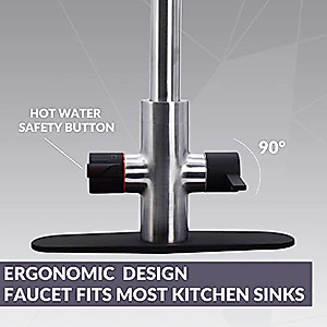 Westbrass KH41A-26 HotMaster 4 in 1 Single Handle Kitchen Faucet Only with Push Button Dual Spray Mode Pull Down Nozzle Head, Polished Chrome