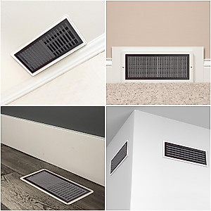4 Pack Strong Magnetic Floor Vent Cover - PVC Mesh Register for Wall Ceiling Floor Catch Debris Hair Insect (Black, 4 x 10 Inch)
