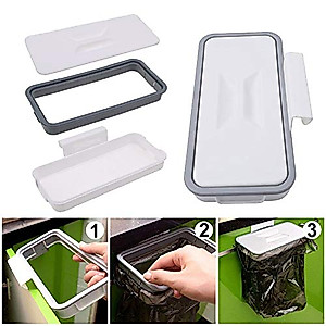 Hanging Trash Can Folded for Kitchen Cabinet Door, 2 Pcs Hanging Kitchen Waste Bins, Rubbish Rack Portable Hanging Organizer Trash Bag Holder with Lid
