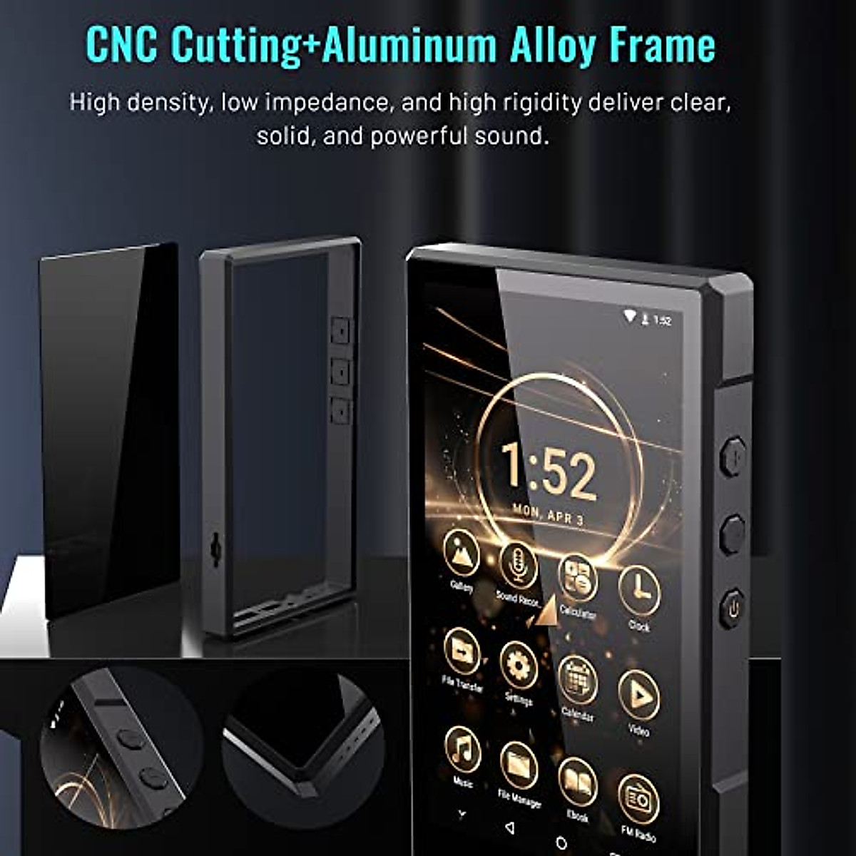 Luoran MP3 Player with Bluetooth and WiFi, Freely Application Download, Pre-Installed Spotify, Audible, HD IPS Display, Octa-core, 5000mAh Battery, 5.0'' MP4 Music Player Up to 1TB