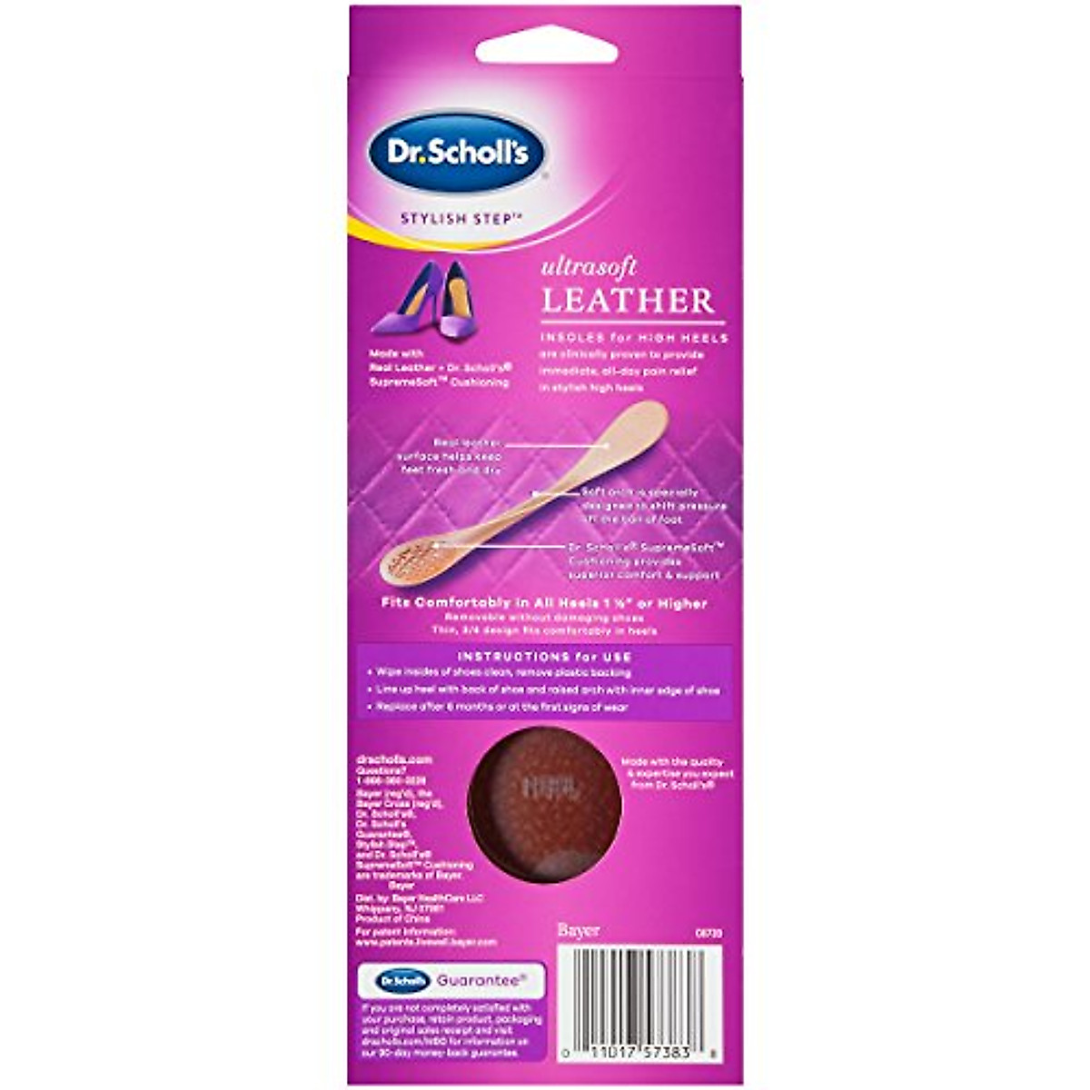Dr. Scholl's Ultrasoft Leather Insoles for High Heels (Women's 6-10) // Relief of High Heel Pain plus a Real Leather Surface