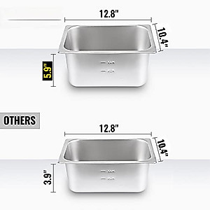 110V Electric Countertop Food Warmer - 6 Pan x 1/2 GN, Commercial Food Steam Table with 6-Inch Deep Pans, Food Grade Stainless Steel, 1500W, 66 Quart Capacity, Tempered Glass Shield