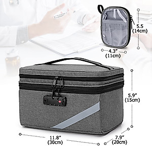 Trunab Medicine Storage Bag with Combination Lock, Lockable Pill Bottle Organizer, Travel Medication Carry Case for Medicine Box, Prescription, Vitamins,Supplements or Medical Supplies