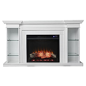 SEI Furniture Henstinger Electric Fireplace w/Bookcase, White