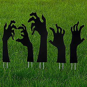 Anditoy 5 Pack Halloween Black Hands Yard Signs with Stakes Scary Silhouette Halloween Decorations for Outdoor Yard Lawn Garden Halloween Decor