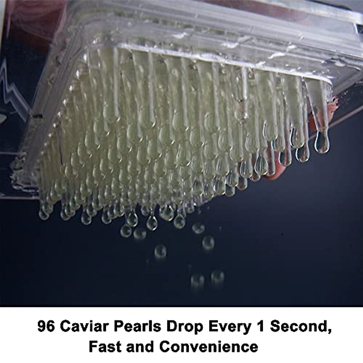 DUEBEL Spherical Caviar Dispenser, Caviar Maker Box, Molecular Gastronomy Kit | 96 Holes Roe Sauce Dispenser with Infuser & Strainer Spoon