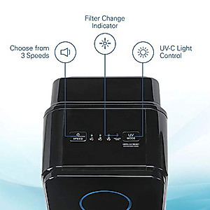 Germ Guardian AC5300B 28” 3-in-1 True HEPA Filter Air Purifier for Home, Large Rooms, UV-C Light Kills Germs, Filters Allergies, Smoke, Dust, Pet Dander, & Odors, 5-Yr Wty, GermGuardian, Black