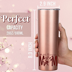 Onebttl Dog Mom Gifts, Dog Lover Gifts for Women, Best Dog Mom Ever, 20 oz Rose Gold Insulated Tumbler - Bull Terrier Mom