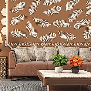 11Pieces Large Leaf Stencil 14” x 5.85”, Palm Fern Leaf Stencils for Painting on Walls Nature Tropical Plant Leaves Paint Stencils for Furniture Canvas Home Decor DIY Crafts (14” x 5.85”)