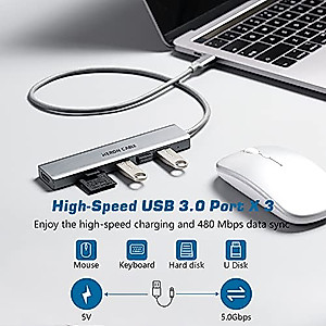 USB C Hub Multiport Adapter, USB C Dongle 6 in 1 USB-C Hub to 4K HDMI, USB 3.0, SD/TF Card Reader with Extra Long 1.6 FT Cable for MacBook Pro/Air, iPad Pro, iPad Air 2020，iMac and Other USB C Laptop