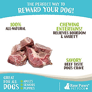 Raw Paws Meaty Beef Bones for Dogs, 8-lb - Made in USA - Frozen Raw Bones for Dogs - Raw Beef Bones - Frozen Dog Bones - Raw Dog Bones for Aggressive Chewers - Frozen Raw Meaty Dog Bones