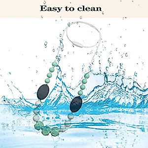 Baby Teething Necklace for Mom to Wear, 2 Pack Silicone Chew Necklaces for Sensory Kids, Baby Nursing Necklaces Teether Toys for Boys, Girls, Toddler to Reduces Anxiety