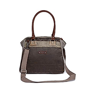 TSD Brand Tapa Canvas Satchel Bag (Grey)