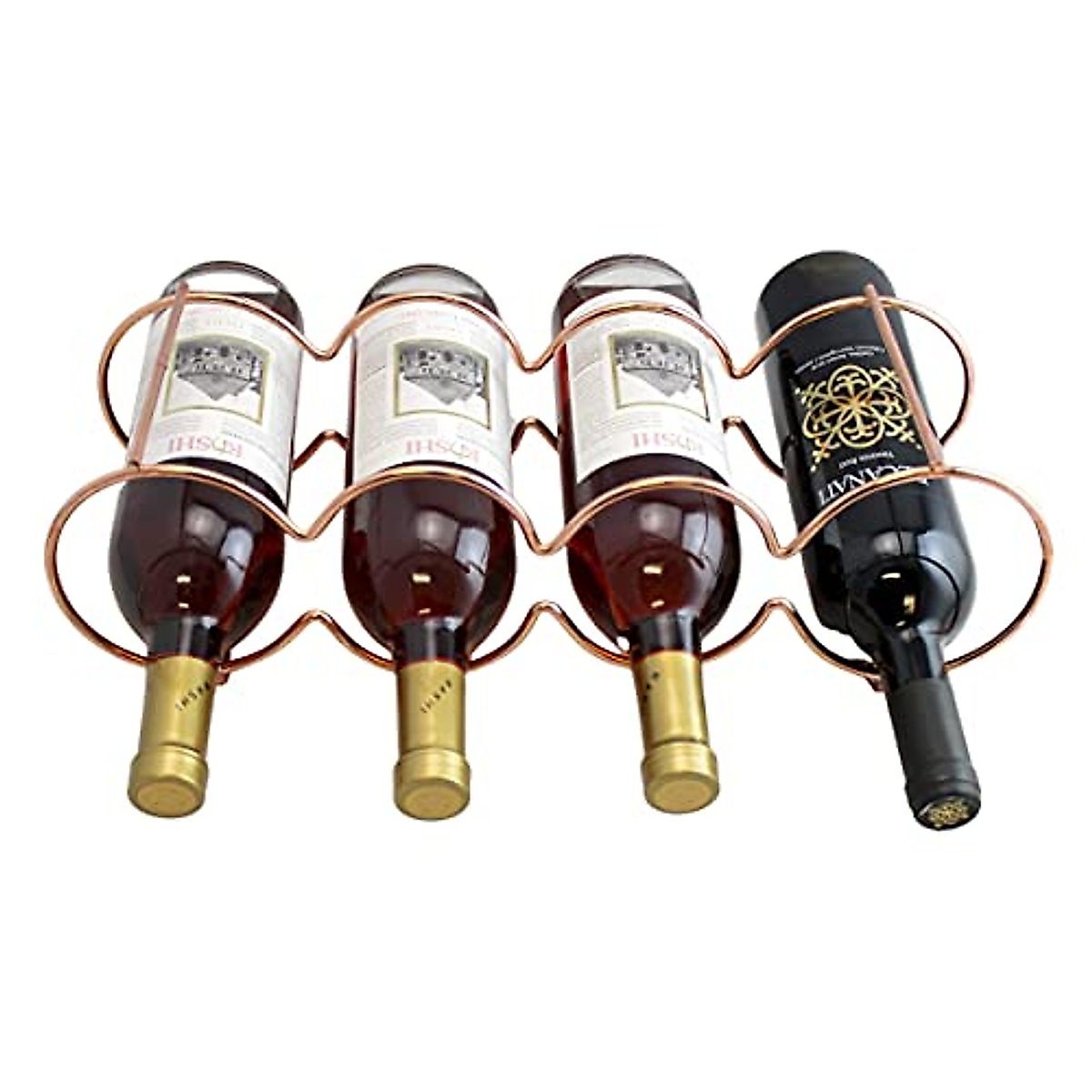 Rose Gold Stackable Table Top Wine Rack Bottle Holder Each Holds 4 Bottles - Keeps Bottles of Wine Horizontal to Prevent Oxidation