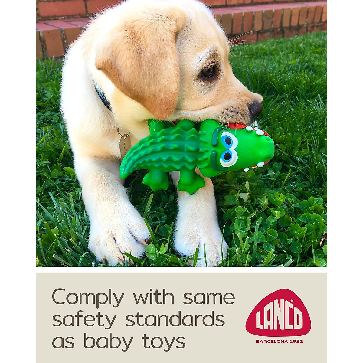 Crocodile Sensory Dog Toy Natural Rubber (Latex), Lead-Free & Chemical-Free, Complies to Same Safety Standards as Children’s Toys, Soft & Squeak