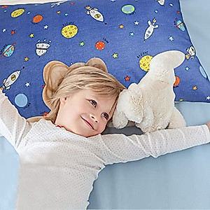 Space Kids Toddler Pillowcases, 2 Pack Cotton Pillow Cover, Soft Pillow Shams Travel Pillow Cases with Envelope Closure for Kids Bedding, 14x20Inch Pillow Case