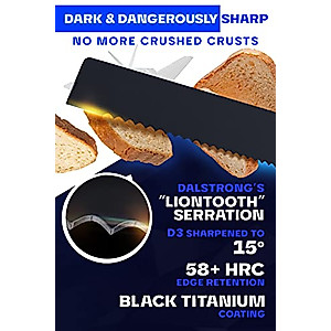 Dalstrong Serrated Bread Knife - 9 inch - Shadow Black Series - Black Titanium Nitride Coated - High Carbon - 7CR17MOV-X Vacuum Treated Steel - Bread Slicer Cutter - Slicing - Sheath - NSF Certified